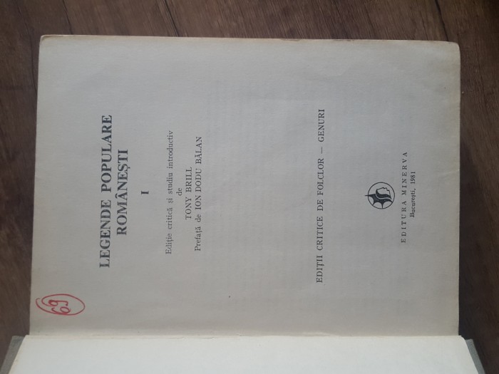 LEGENDE POPULARE ROMANESTI - Tony Brill, 1981 | Okazii.ro
