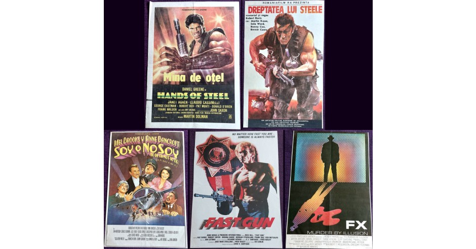 Lot 5 afise mari Romaniafilm, gen Comando + SF + Parodie, cinema anii ...