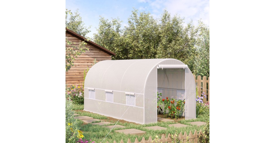 Outsunny Sera tunel cu Schelet in Otel Galvanizat si Prelata in ...