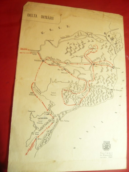 Harta Deltei Dunarii 1960 Romania , dim.= 16,5x 25cm | Okazii.ro