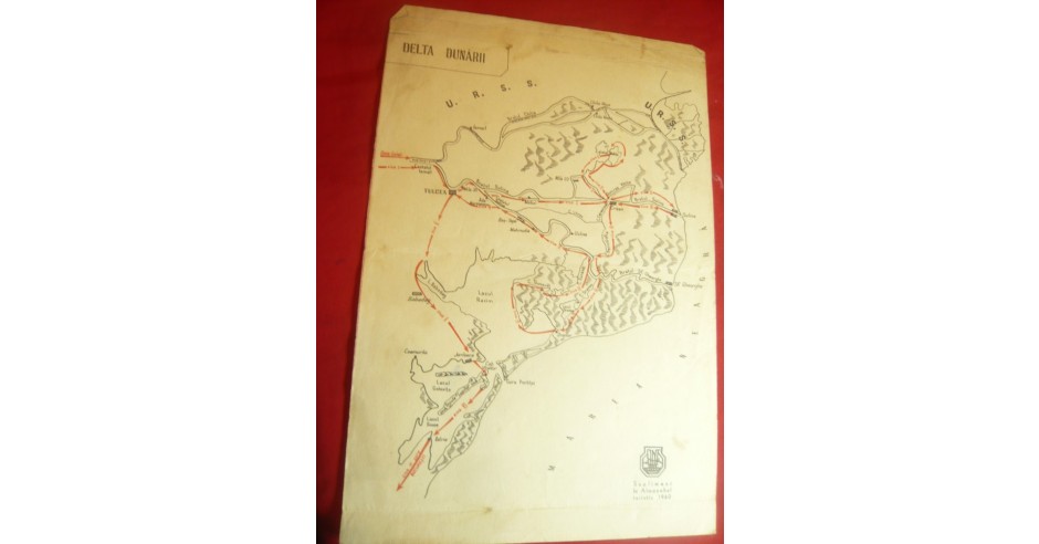 Harta Deltei Dunarii 1960 Romania , dim.= 16,5x 25cm | Okazii.ro