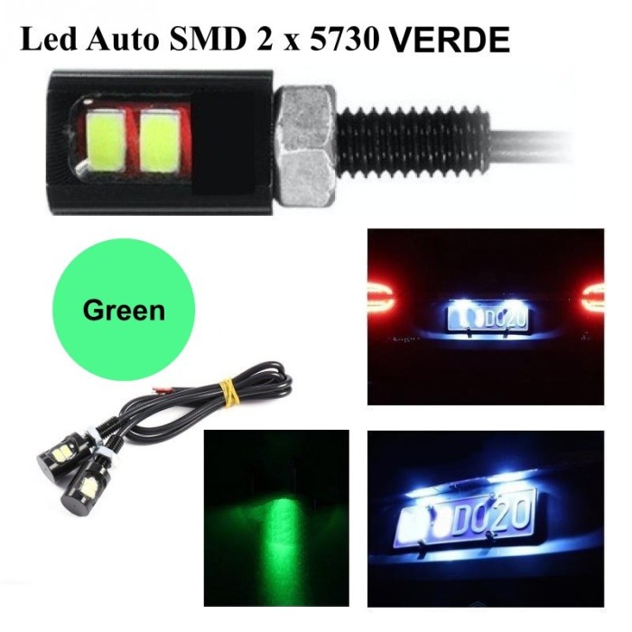 Leduri auto exterior / interior SMD, set de 2 bucati 12MM / 12V, verde ...