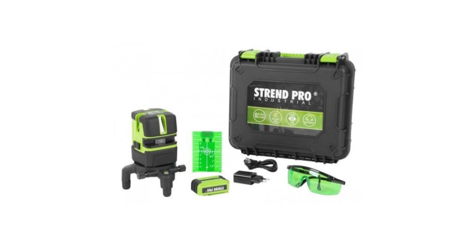Nivela laser, linie incrucisata, 4V si 1H, verde, 50 m, Strend Pro ...
