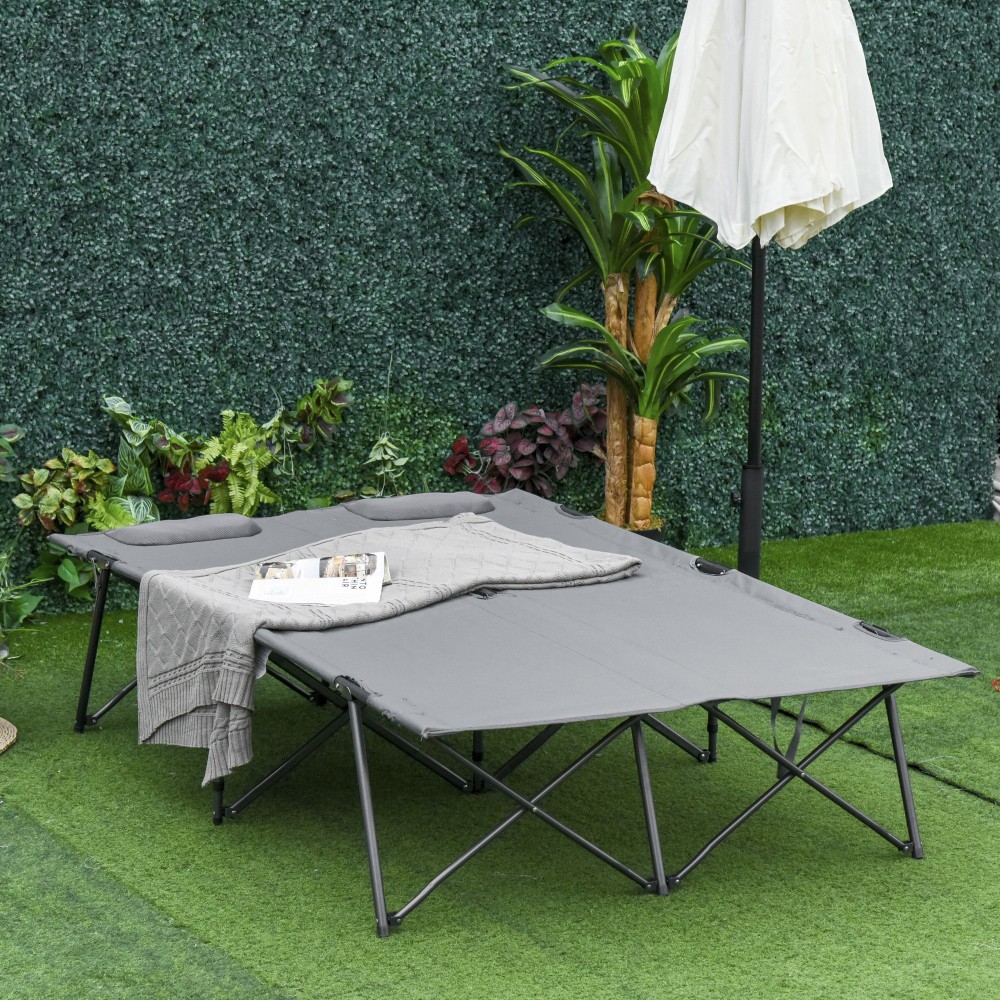 Outsunny Pat Dublu De Camping, Pat Pliabil ?i Portabil de Camping cu 2 ...