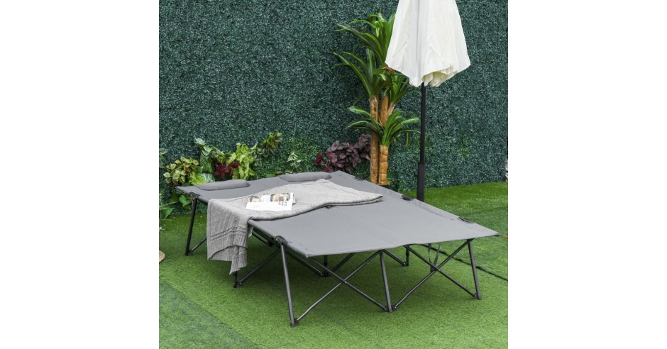 Outsunny Pat Dublu De Camping, Pat Pliabil ?i Portabil de Camping cu 2 ...