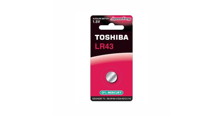 Baterie TOSHIBA LR43 1.5V alcalina Blister 1buc echivalent 186 GP186 ...
