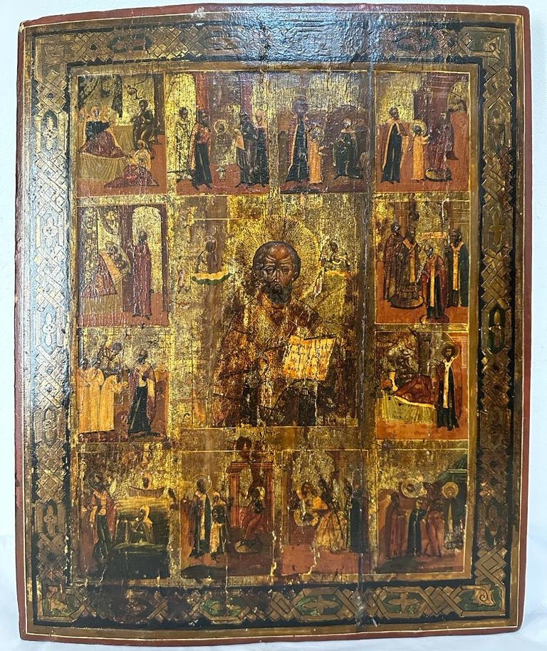 Icoana veche, Praznicar Sf. Nicolae, Miracole si scene din viata, 43 ...