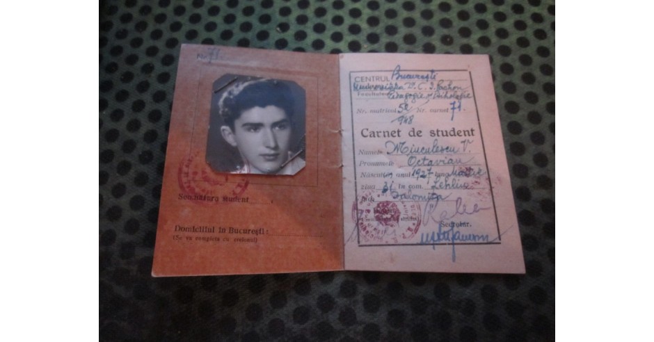 carnet de student an 1948 facultatea parhon pe numele minculescu ...