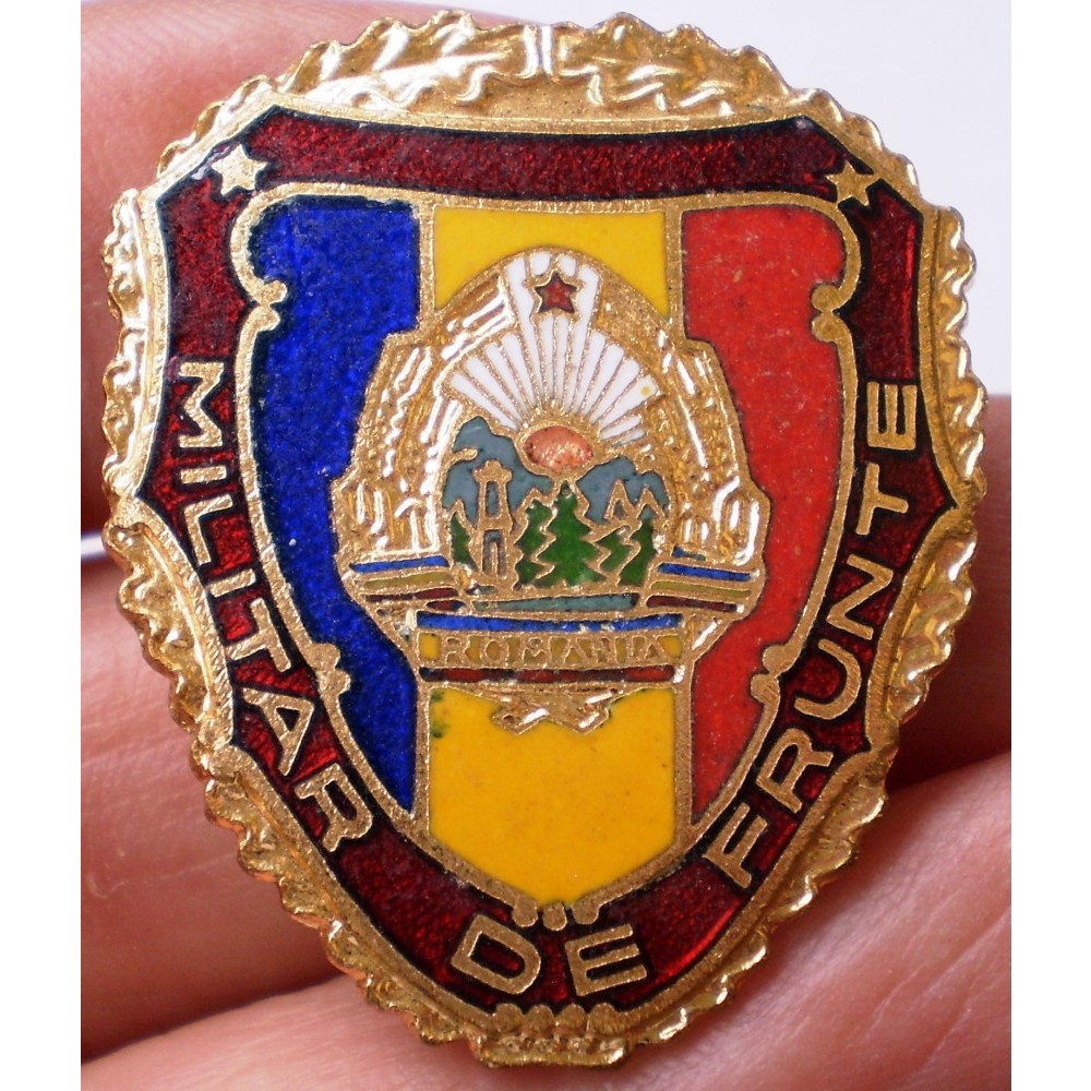 I.484 ROMANIA RSR INSIGNA MILITARA MILITAR DE FRUNTE h35mm email ...