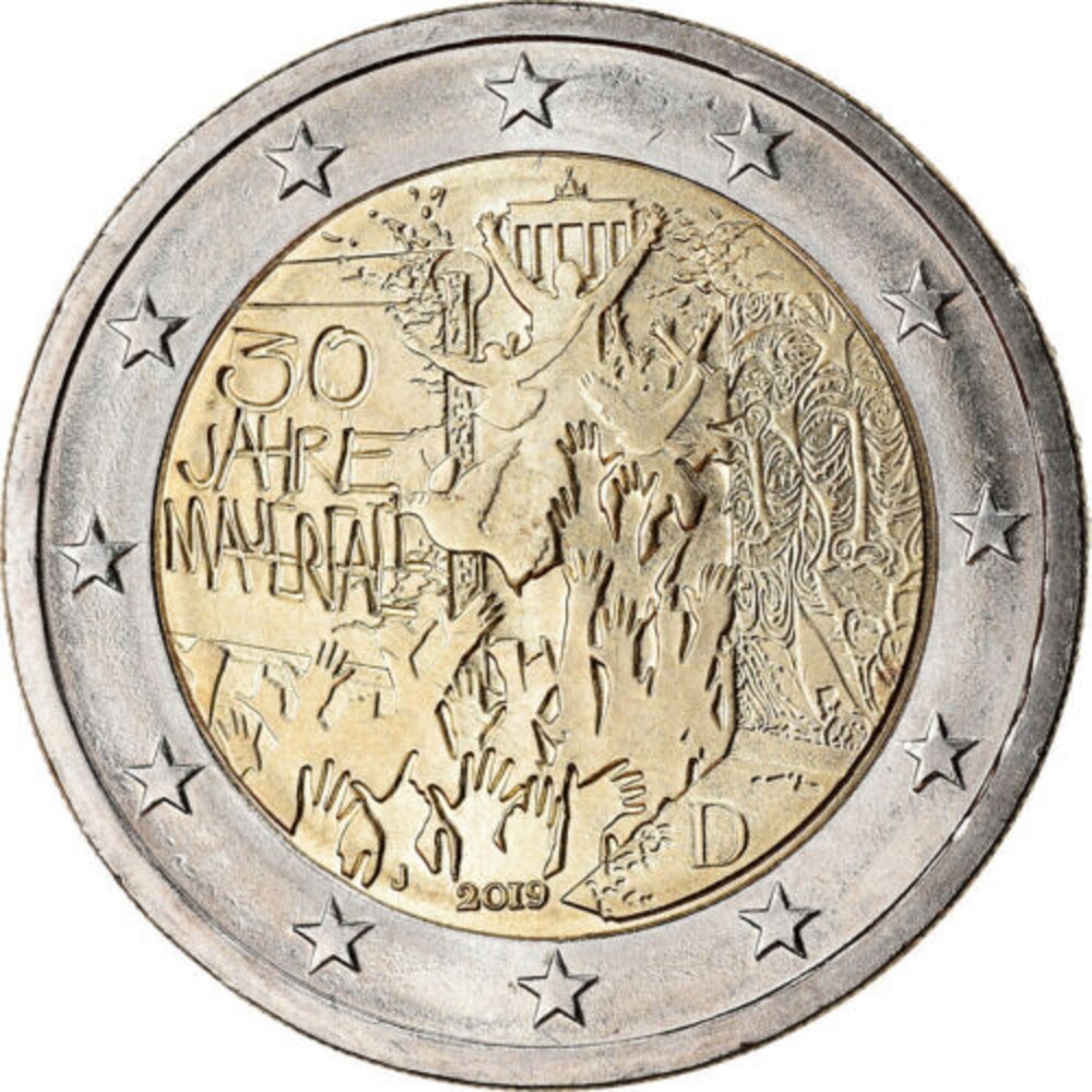 Germania moneda comemorativa 2 euro 2019 - Zidul Berlinului - UNC ...