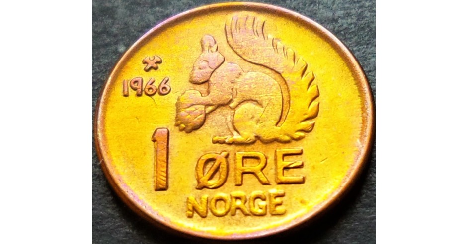 Moneda 1 ORE - NORVEGIA, anul 1966 * cod 143 C | arhiva Okazii.ro