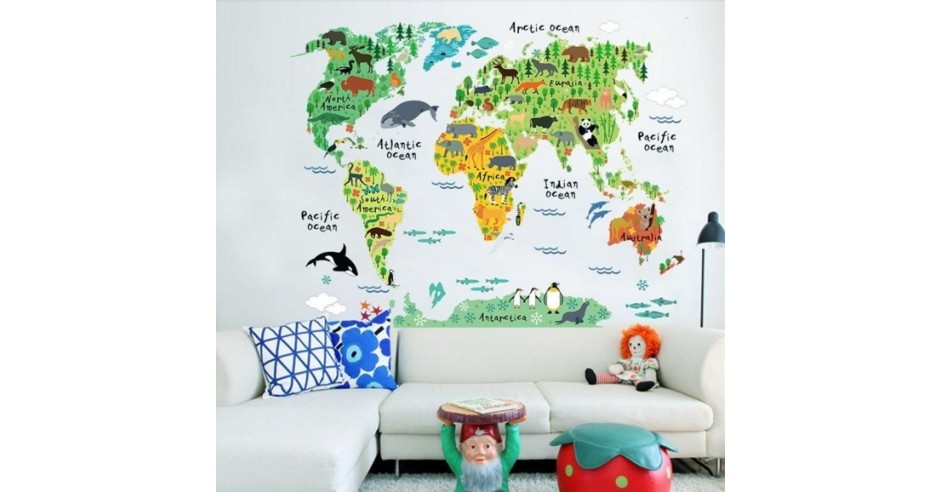 Sticker educativ pentru copii - Harta lumii pentru copii | Okazii.ro