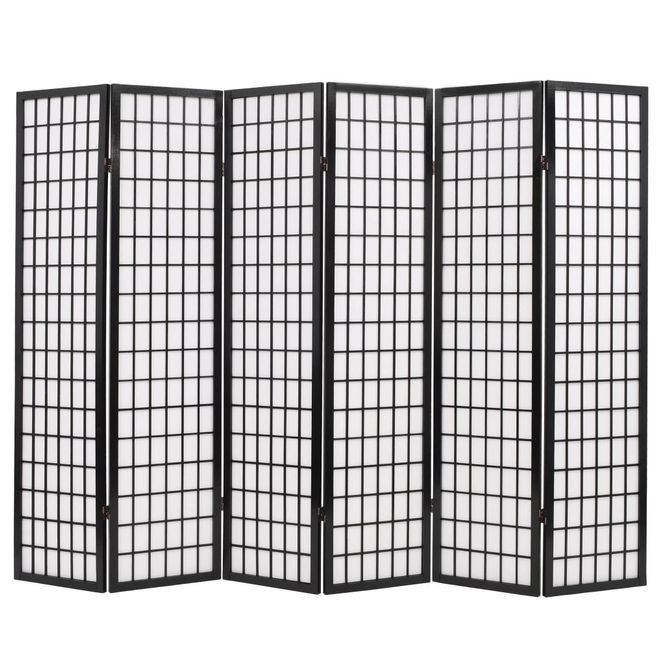 Paravan pliabil cu 6 panouri, stil japonez, 240x170 cm, Negru | arhiva ...