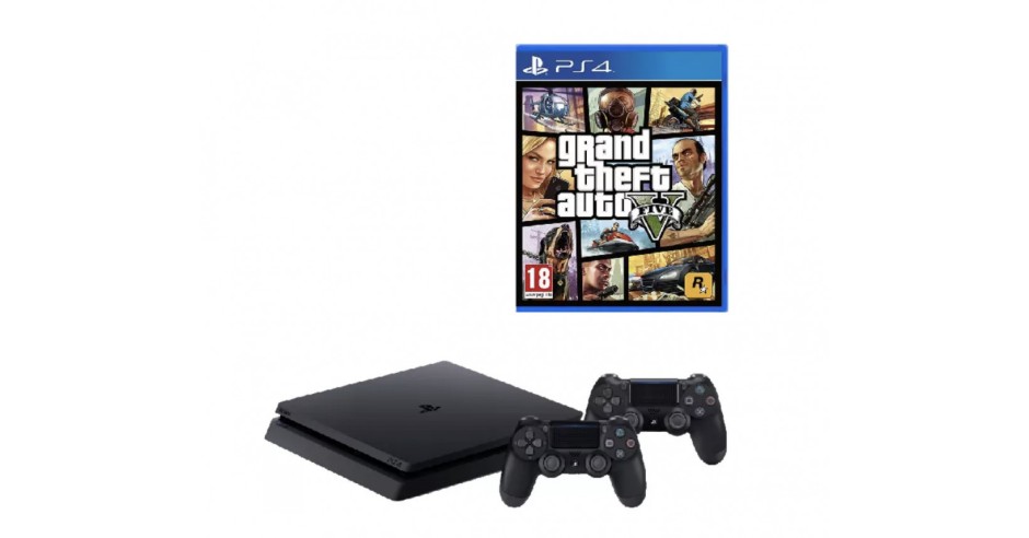 Consola Sony PlayStation 4 Slim 1TB PS4 Slim Second-Hand + 2 Controllere + GTA 5 | arhiva Okazii.ro