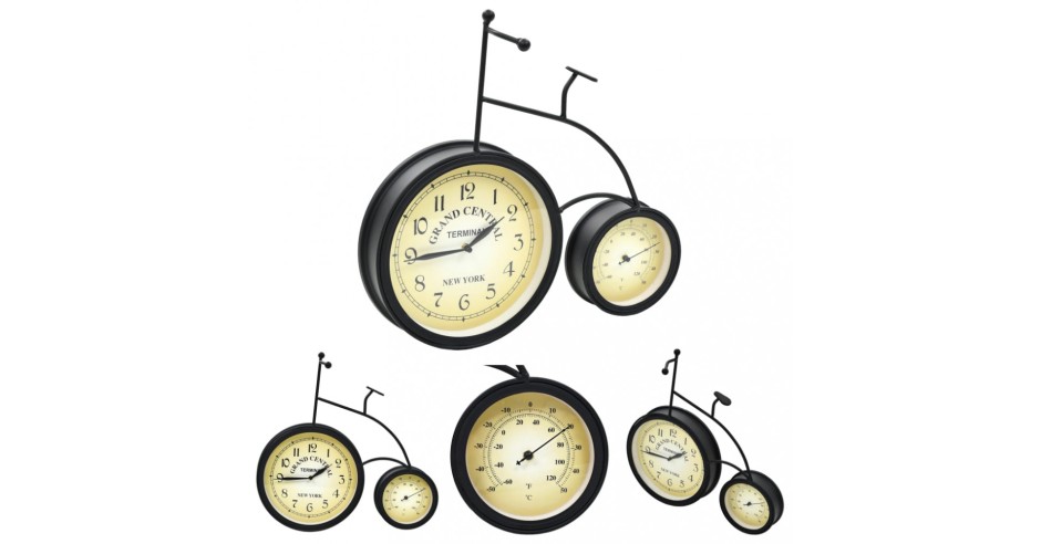 Ceas de perete de gradina cu termometru, bicicleta, vintage | arhiva ...