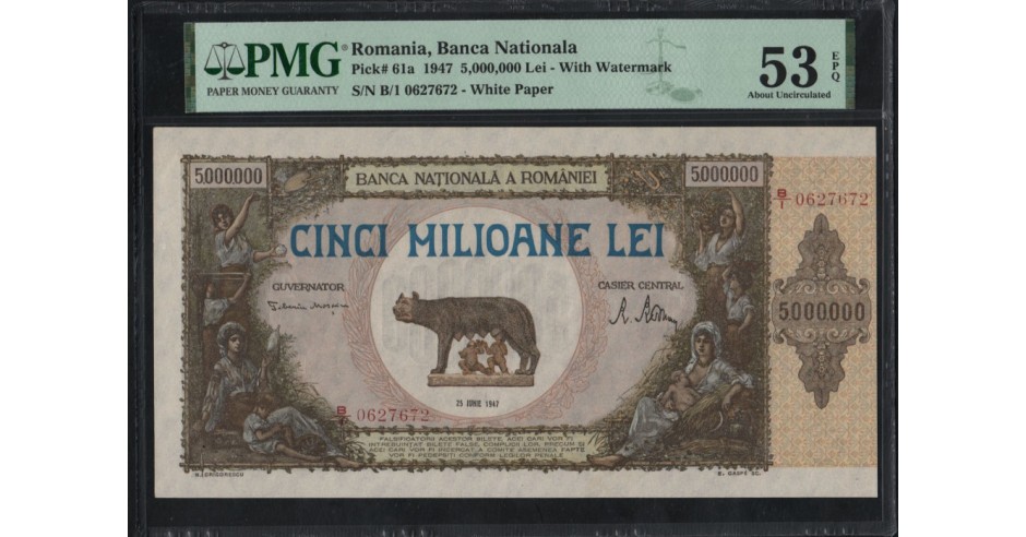 Bancnote Romania -5000000 lei 1947 -UNC gradata PMG 53 | arhiva Okazii.ro