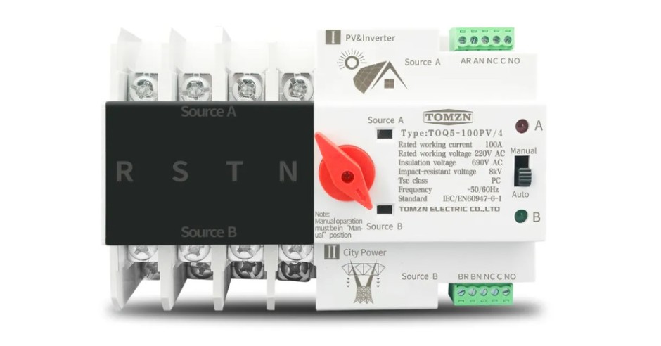 Comutator automat/manual pentru generatoare ATS 4P 220V 100A releu ...