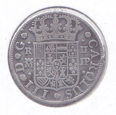 Moneda Spania 2 Reales 1763 JP - KM#388.1 VF++ ( argint, Madrid ...