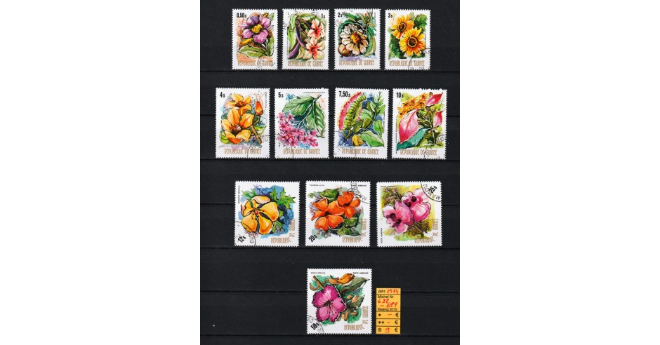 Timbre Africa, Guineea, 1974| Flori diverse, salbatice, ornamentale ...