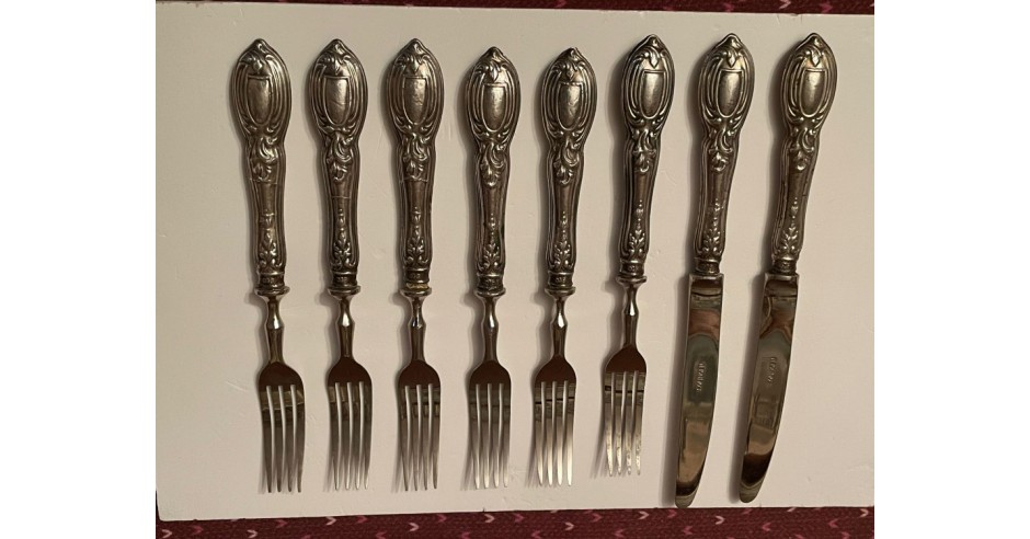 SET 6 FURCULITE + 2 CUTITE ARGINT 800 - Vintage - Model frumos - Doar ...