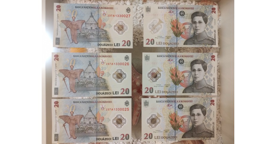 Bancnote 20 de lei, necirculate, serii succesive | arhiva Okazii.ro