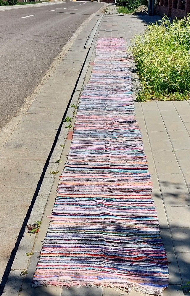 Țol moldovenesc țesut la război, preș vintage din resturi textile ...