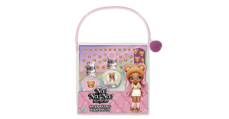 Mini set de manichiura pentru copii, oja roz si sclipici auriu Na!Na!Na ...