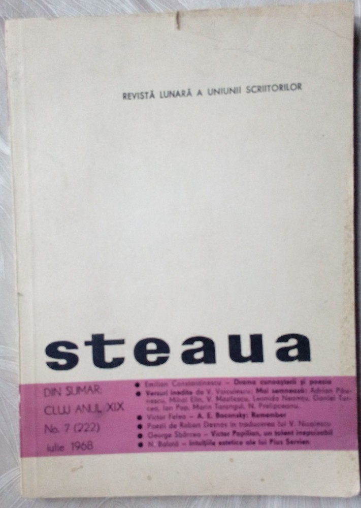 Steaua 7/1968 Virgil Mazilescu & Daniel Turcea: Poezii + Cronica debut ...