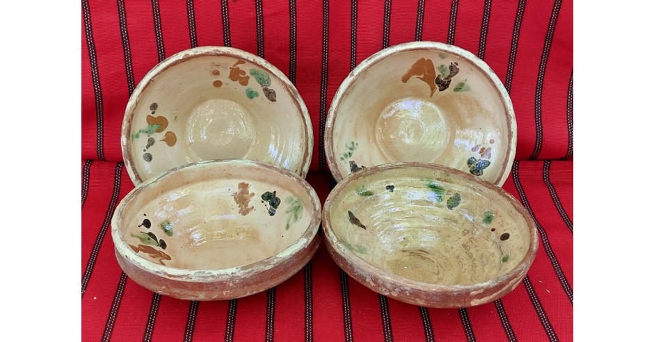 Set (3) 4 castroane de lut traditionale romanesti, ceramica pictata de ...