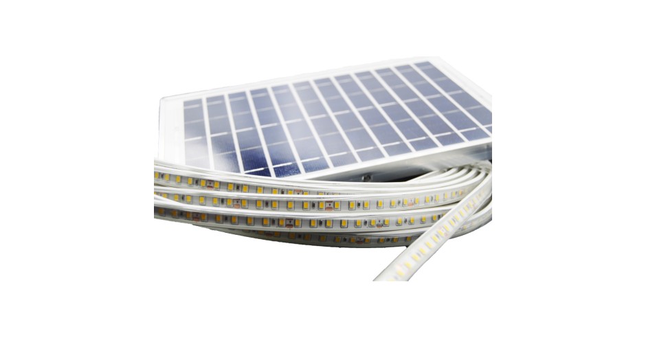 Banda LED cu panou solar, 22 metri, alb cald, cu telecomanda | arhiva ...