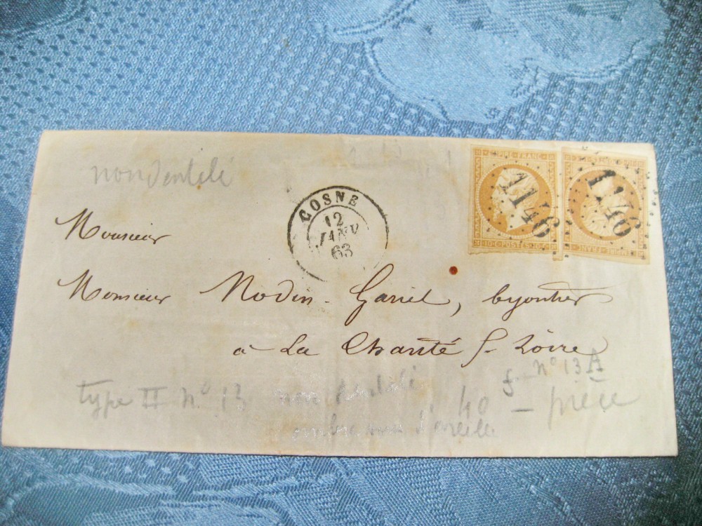 B94-I-Scrisoare veche Franta anii 1860 circulata cu timbre,stampile si ...