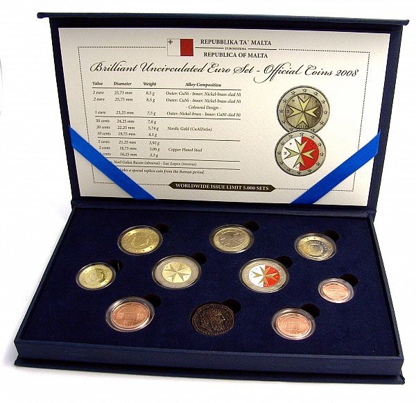 MALTA 2008 Set monetarie Euro + 2 Euro colorat ?Crucea Malteza? BU ...