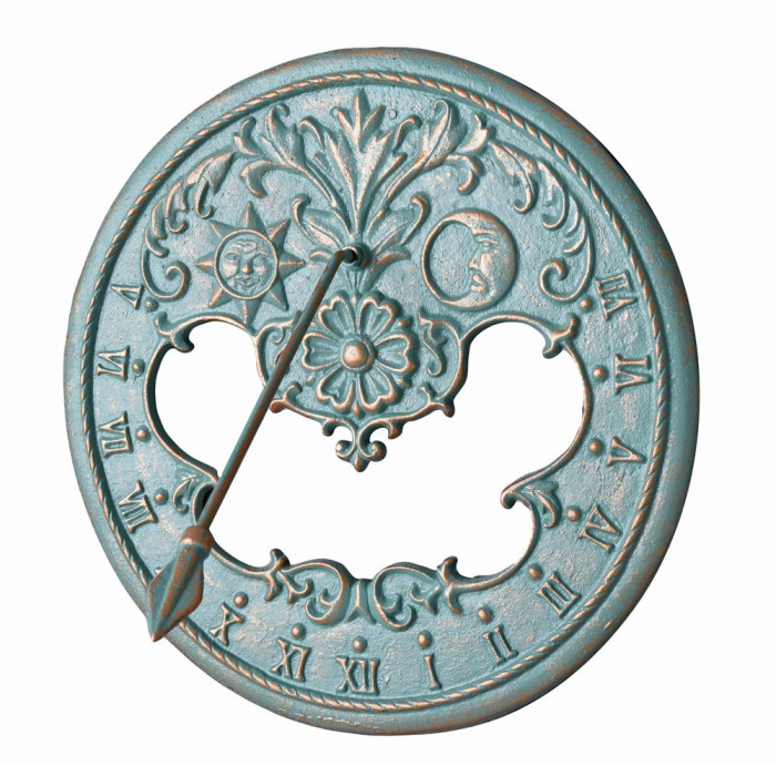 Ceas solar pentru gradina din metal verde antichizat LTA323 ...