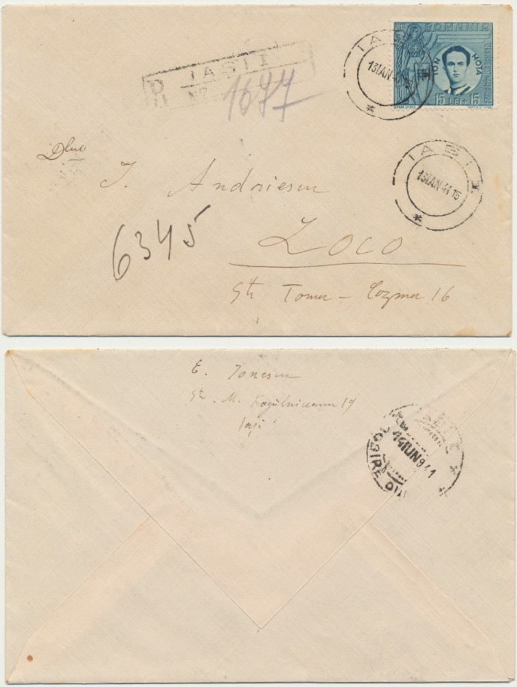 ROMANIA 1941 timbru legionar Ion Mota circulat efectiv pe plic rarisim ...