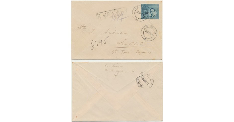 ROMANIA 1941 timbru legionar Ion Mota circulat efectiv pe plic rarisim ...