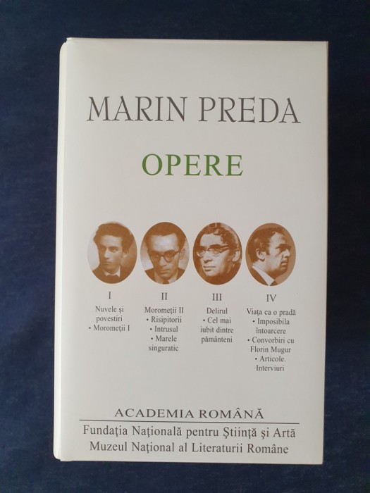 Marin Preda Opere I-IV, Ed. Lux Academia Romana, 4 Vol., 2023, Nuvele ...