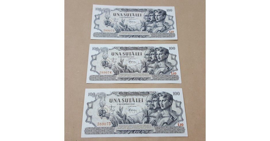Bancnota 100 lei 1947 UNC - serii consecutive - necirculate | arhiva Okazii.ro