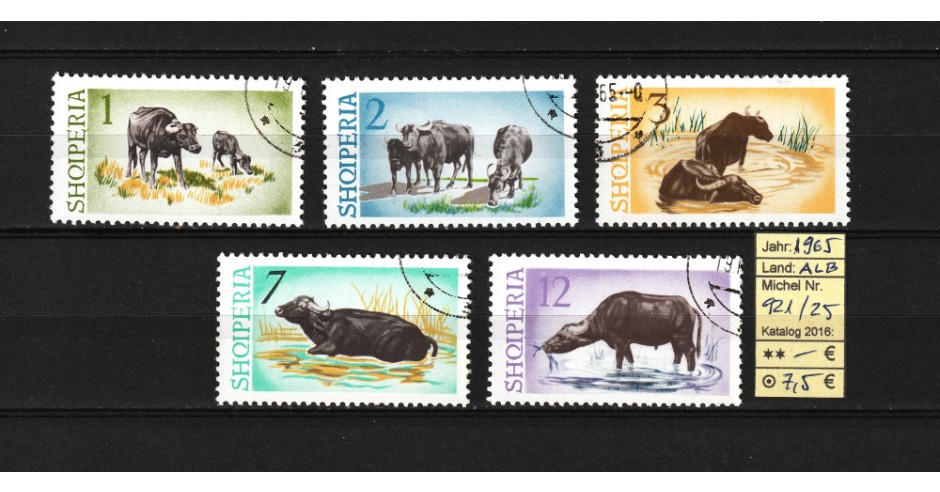 Timbre Albania, 1965 | Bivoli de apa - Bovine, animale | Serie Completa ...