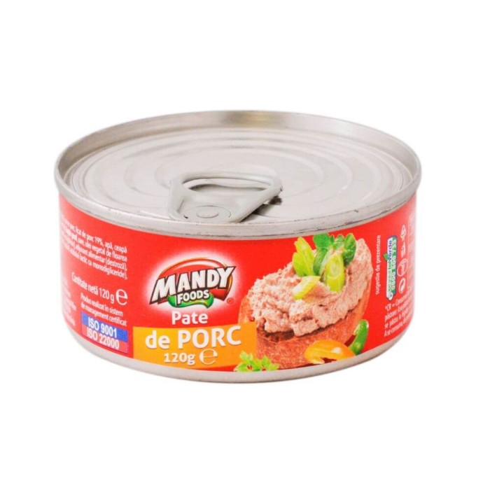 Pateu de Porc Mandy, 120 g, Pateu de Ficat de Porc, Pateu din Ficat de ...