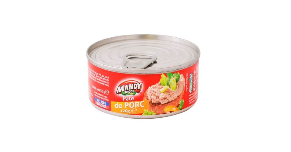 Pateu de Porc Mandy, 120 g, Pateu de Ficat de Porc, Pateu din Ficat de ...