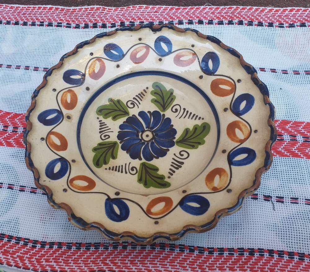 ceanac strachina farfurie vas lut ceramica veche artizanat traditional ...