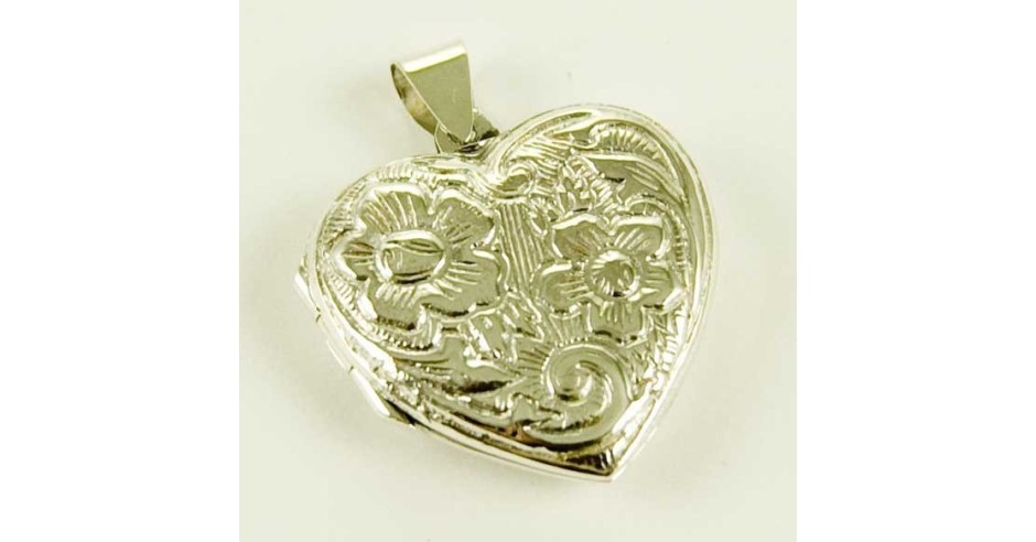 Pandantiv medalion pentru poza inima cu flori din argint | arhiva Okazii.ro