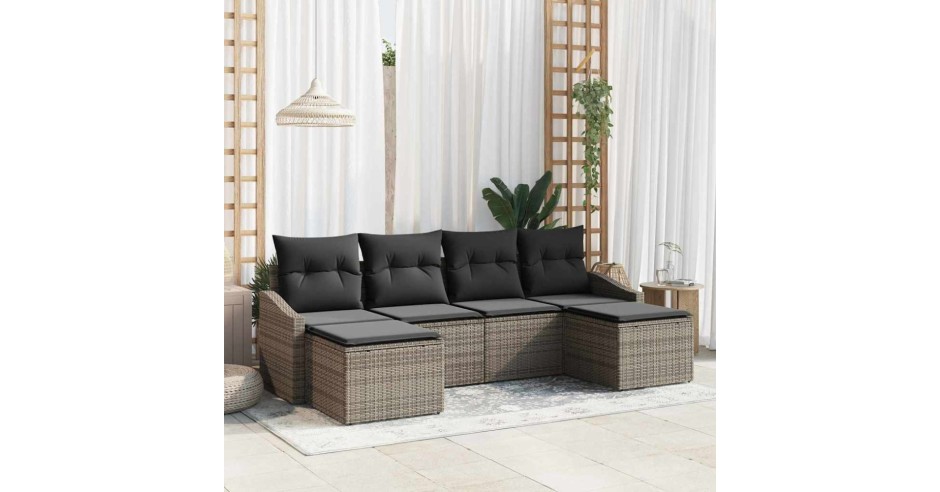 Set de masa pentru gradina cu perna cu depozitare 6 pcs Gri | Okazii.ro