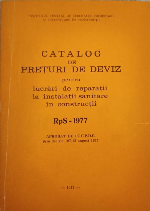 CATALOG DE PRETURI DE DEVIZ PENTRU LUCRARI DE REPARATII LA INSTALATII ...