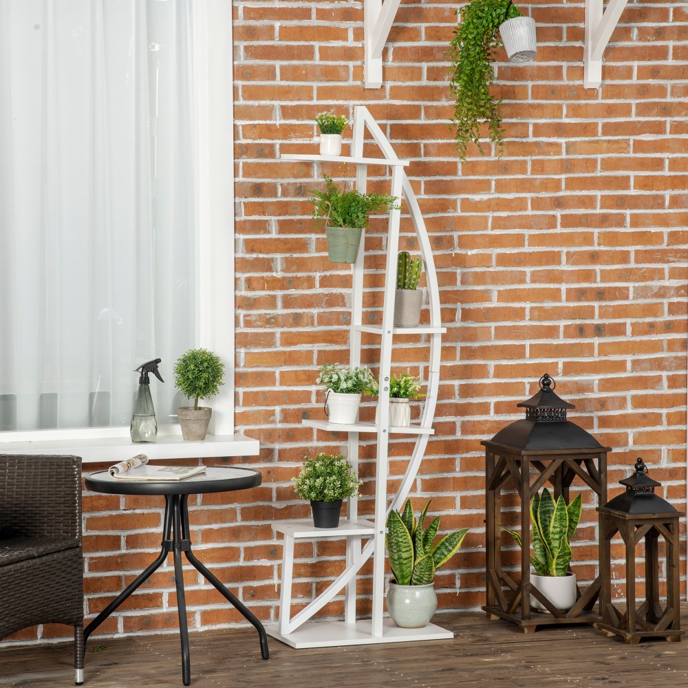 Outsunny Suport pentru plante cu 5 niveluri Scara in forma de jumatate ...
