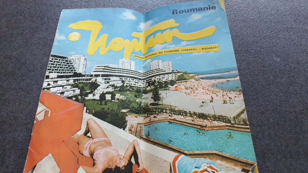 Harta si prezentare Neptun, Constanta, anii 70-80, in limba franceza ...