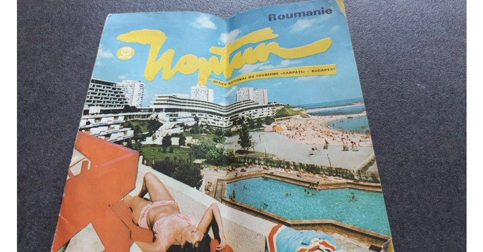 Harta si prezentare Neptun, Constanta, anii 70-80, in limba franceza ...