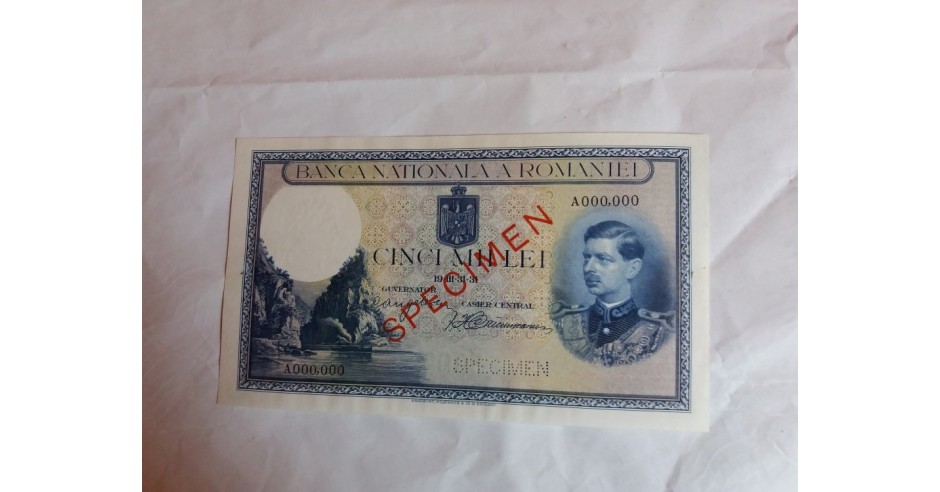 BANCNOTE ROMANESTI 5000LEI 1940 SPECIMEN AUNC PLUS | arhiva Okazii.ro