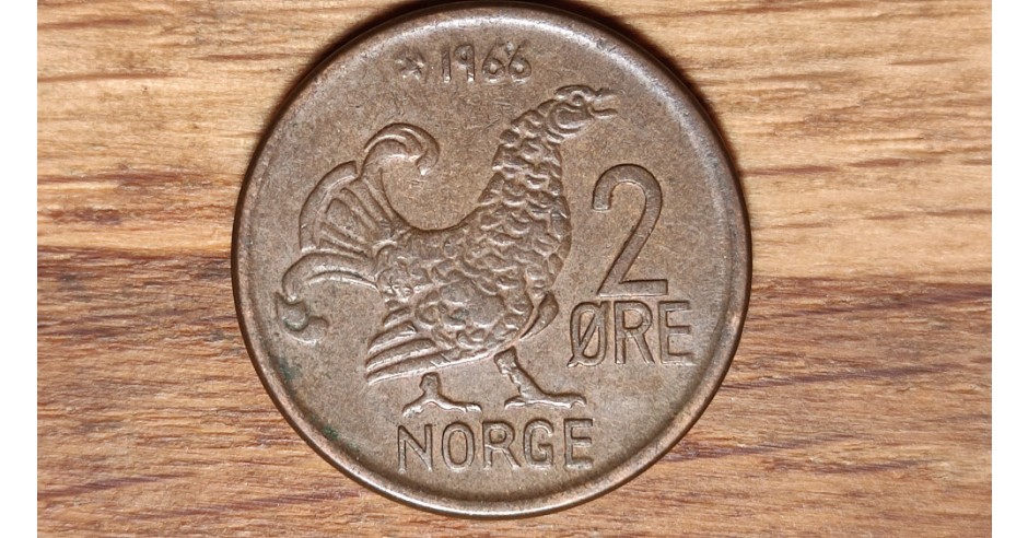 Norvegia - bijuterie de moneda - 2 ore 1966 - cocos de mesteacan - superba !, Europa | Okazii.ro