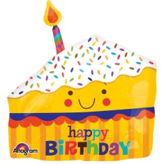 Balon Mini Figurina Felie de tort, umflat + bat si rozeta, Amscan 30819 ...